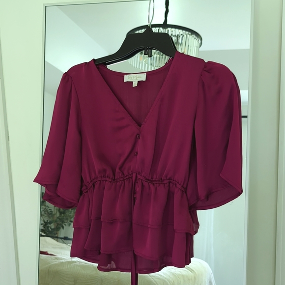Nordstrom | Tops | Love Peace C Silky Button Blouse | Poshmark